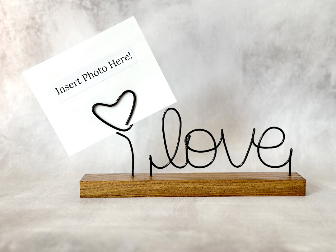 Love Photo Holder, Womens Office Desk Decor, Picture Stand, Wire Words ...