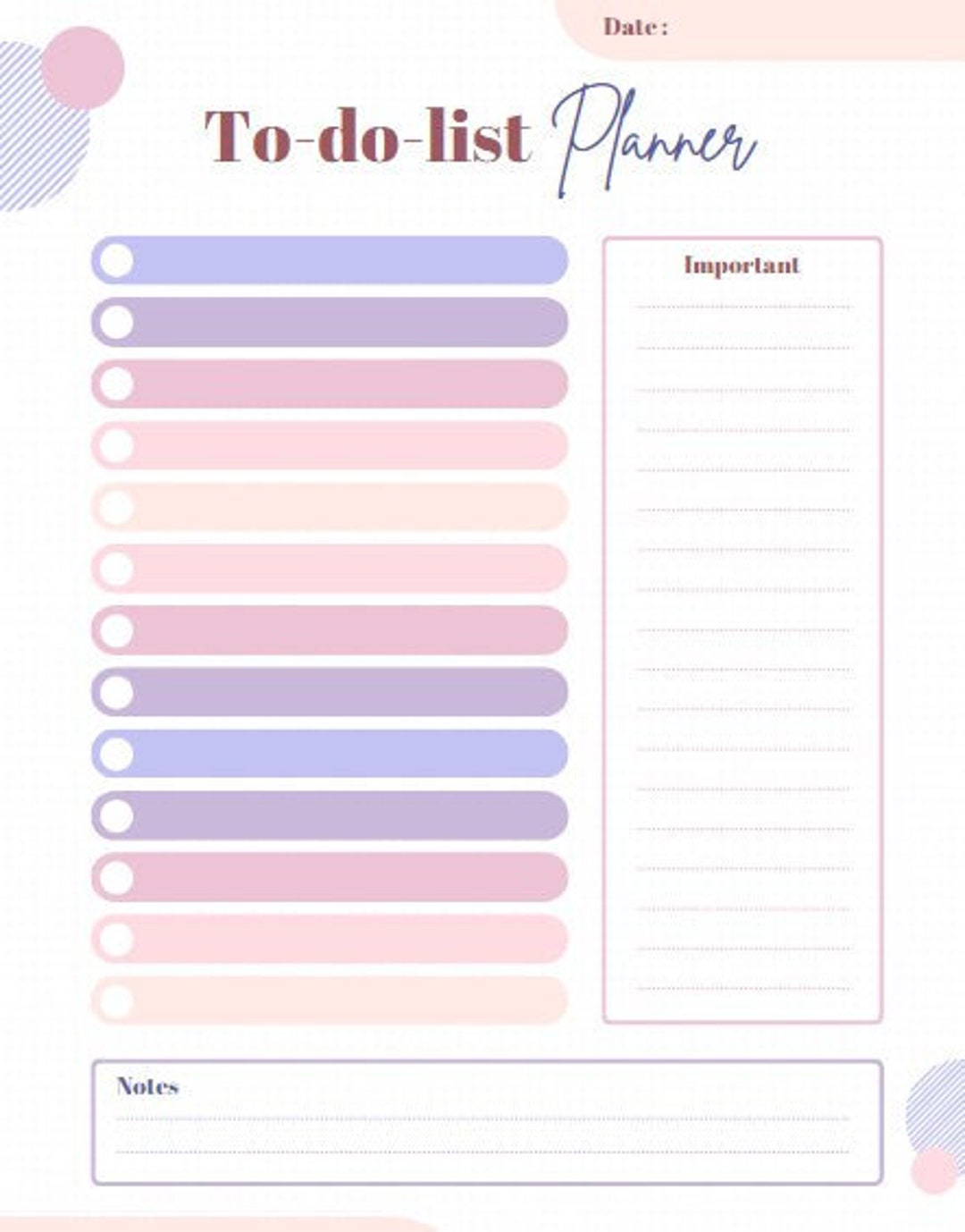 Digital to Do List - Downloadable & Printable - Etsy