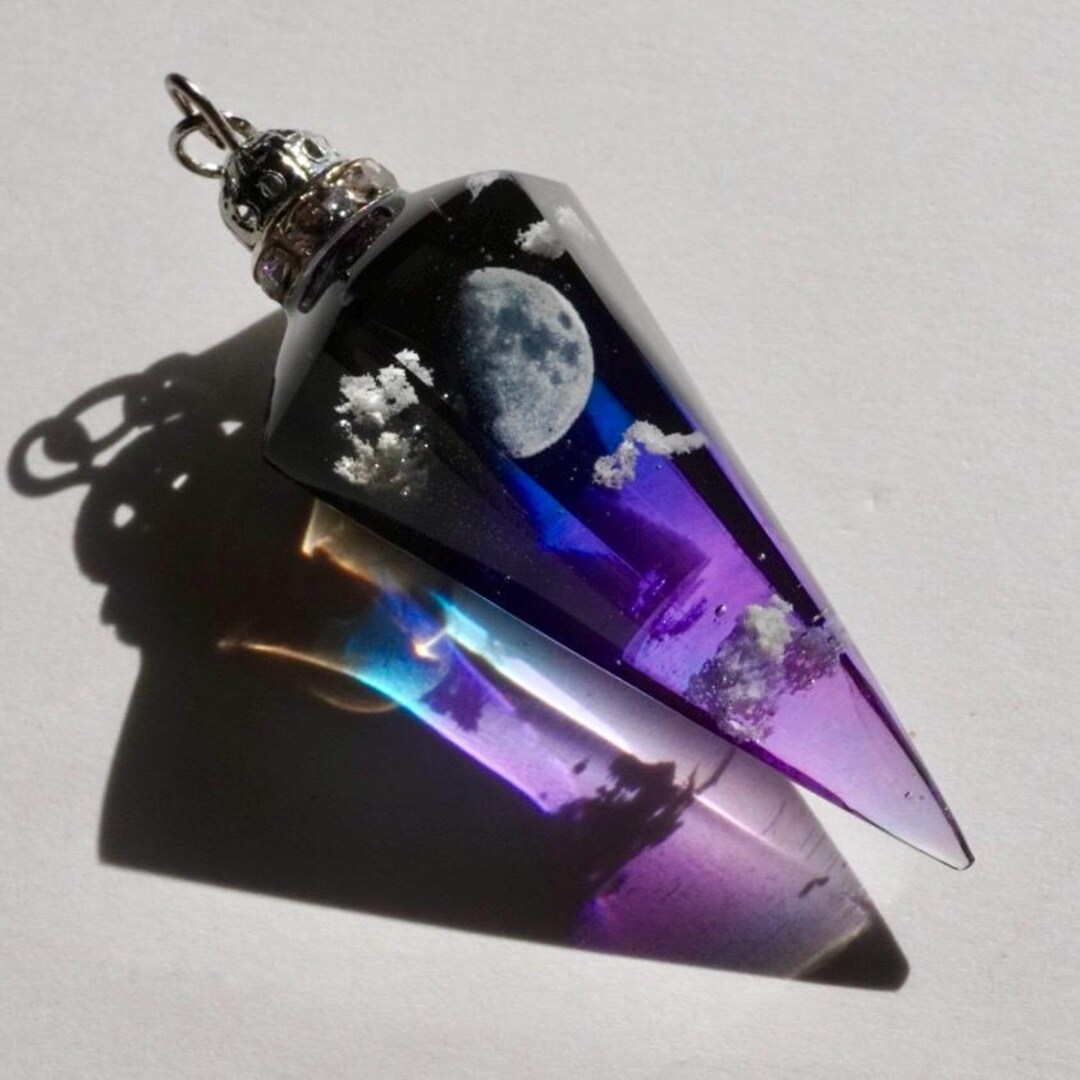 Pendulum, Medium Size, Sky, Night Sky, Moon, Beautiful Landscape, Resin, Healing, Anniversary ...