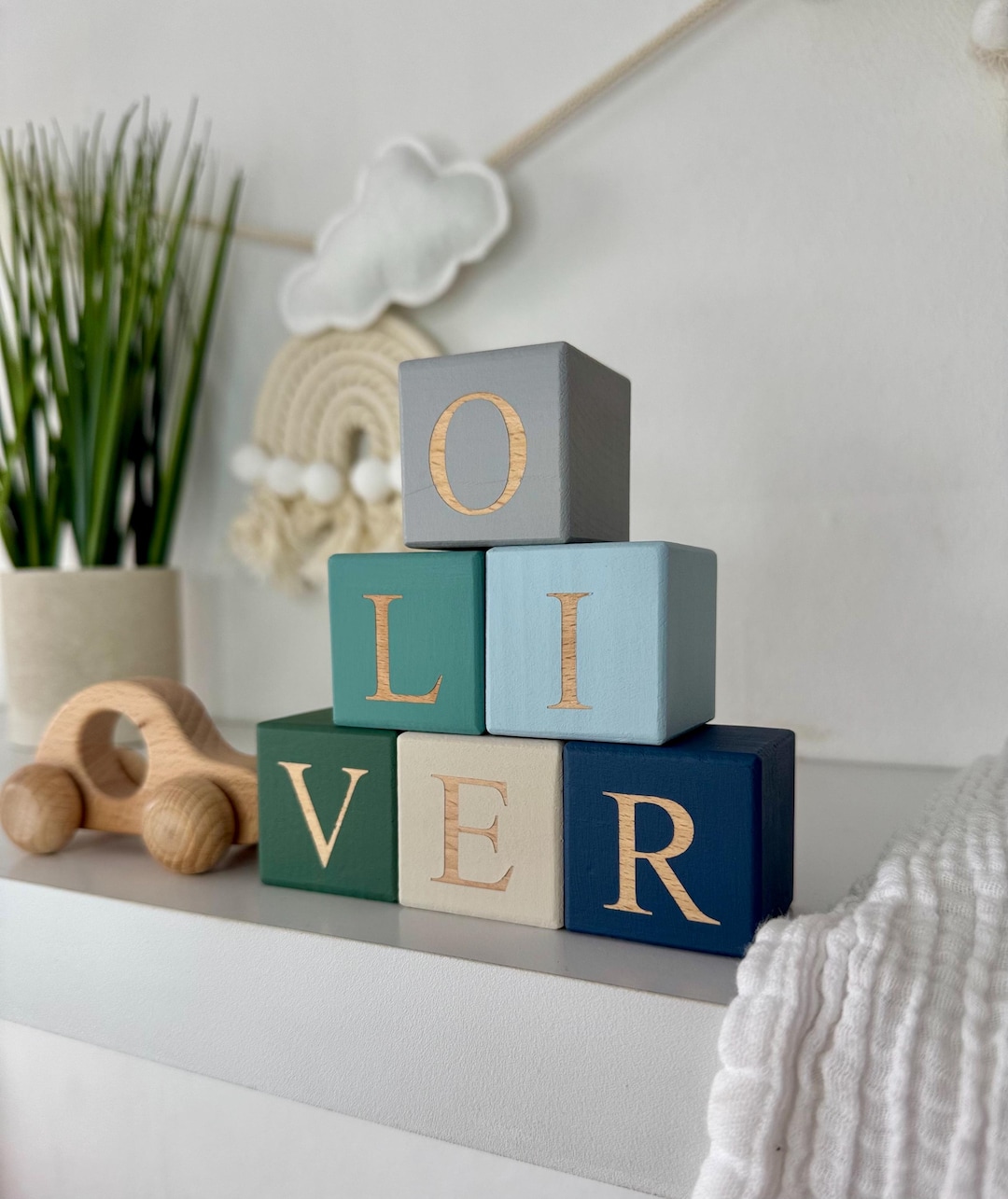 New Baby Gift, Wooden Name Blocks, Personalised Name Blocks, Nursery ...