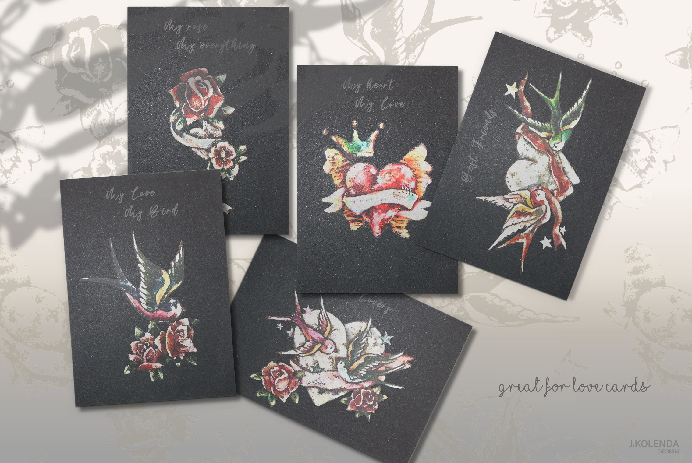 Tattoo Digital Clipart, Tattoo Digital Paper, Individual PNG Files ...