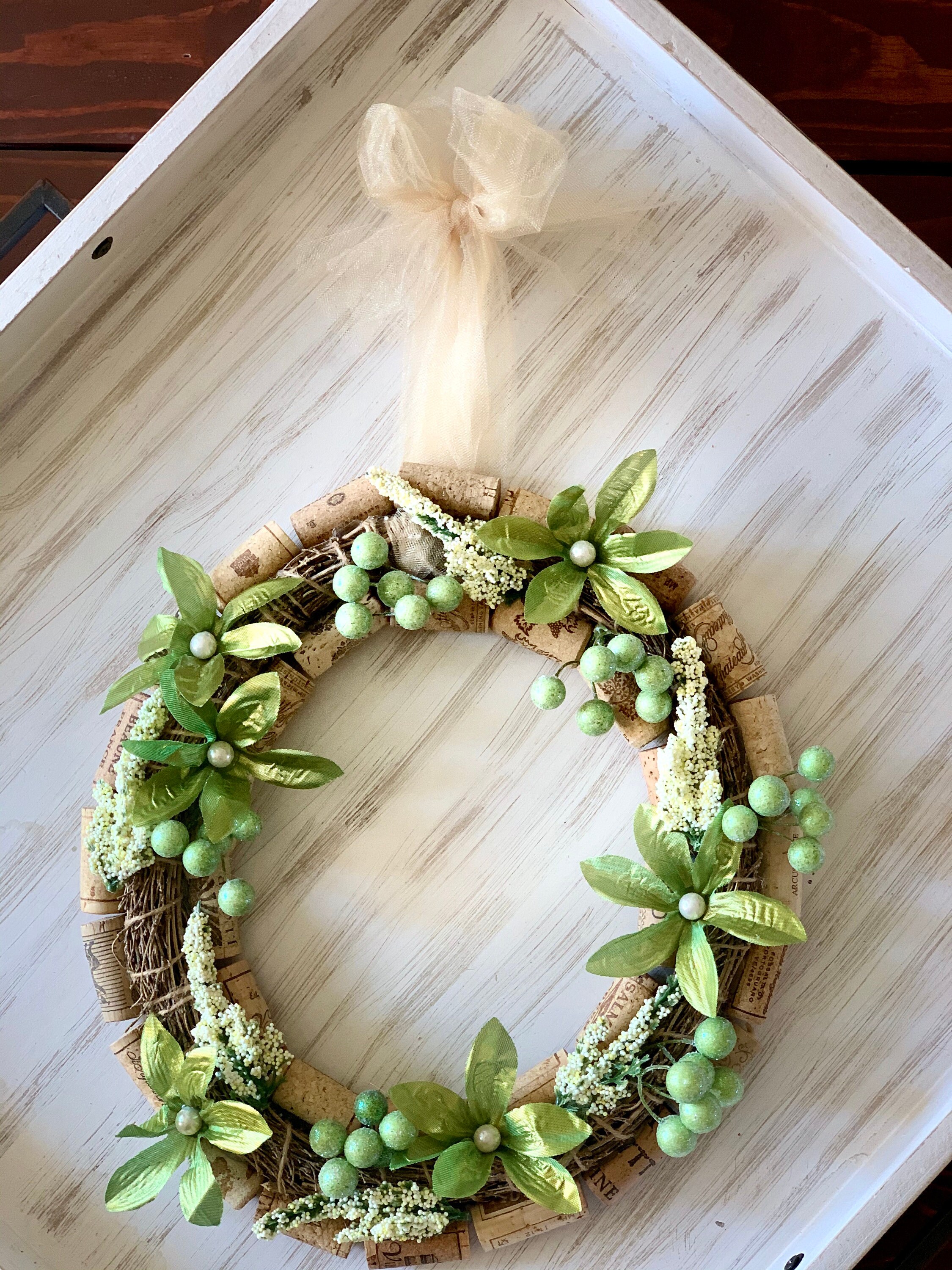 Wine Cork Green Floral Wreath Spring Wreath St Patricks Day | Etsy