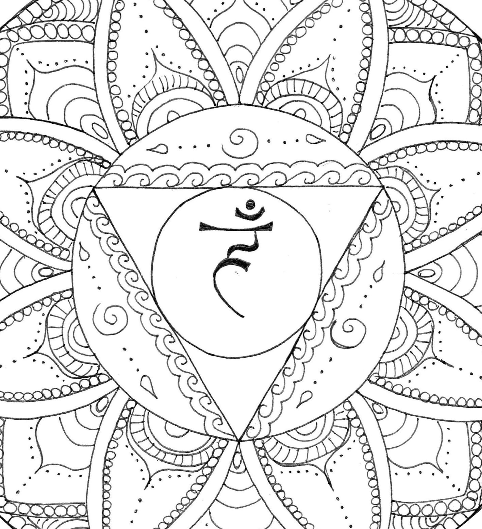 Chakra Mandala Artwork Colouring in Pages 7 Pages Adult - Etsy