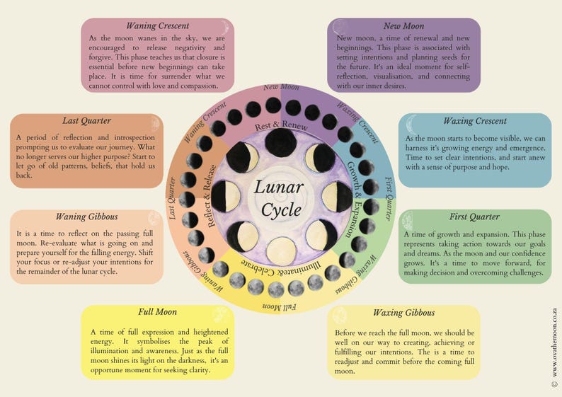 Lunar Phase Poster - Etsy