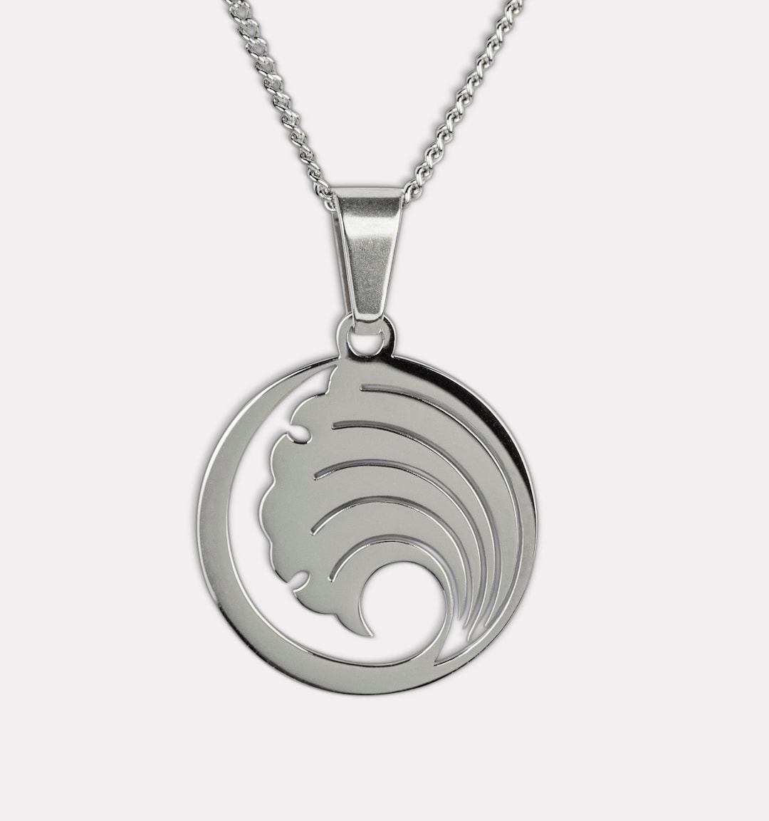 WAVE KAMON PENDANT - Steel Pendant - Rose Gold Necklace - Gingko ...