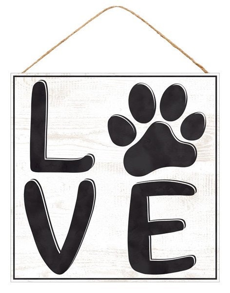 Love With Paw Print Sign Paw Print Sign Wreath Attachment | Etsy