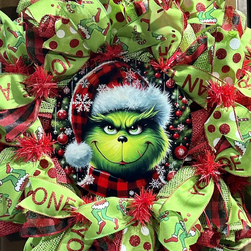 Christmas Grinch Wreath - Etsy