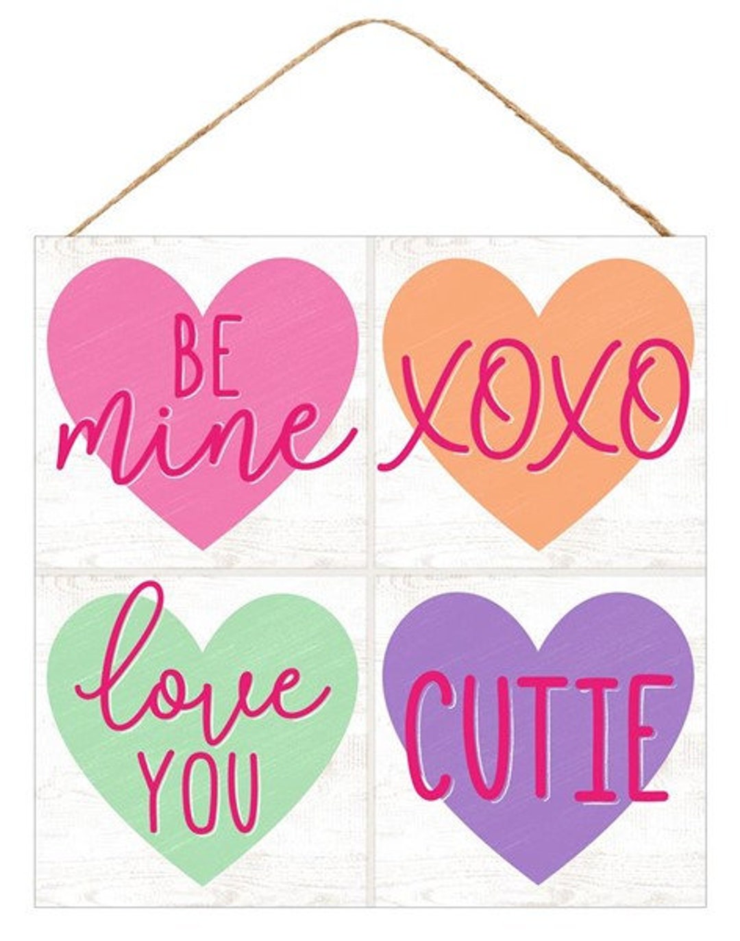 10"sq Candy Hearts Circle Sign, Valentine Sign, Heart Sign, Wreath ...