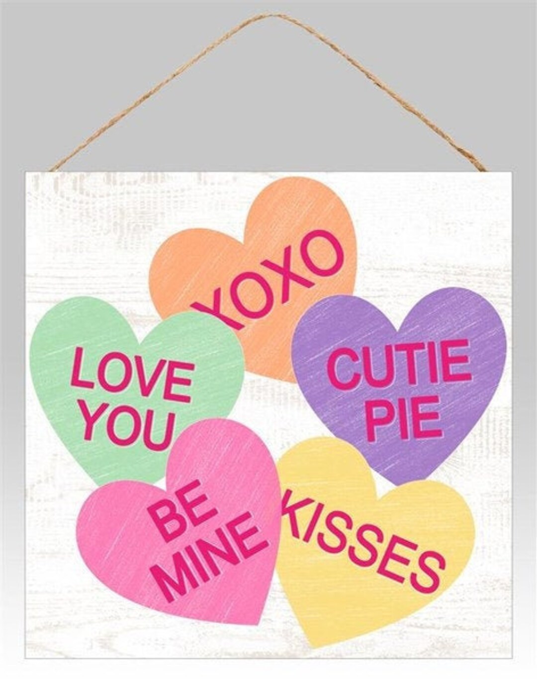Candy Hearts Circle Sign, Valentine Sign, 10 Candy Heart Sign, Wreath ...
