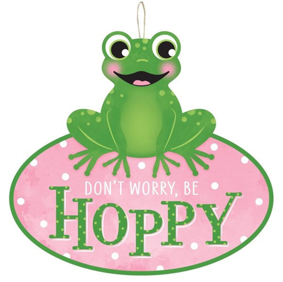 Don't Worry Be Hoppy Sign, Frog Sign, Polka Dots, Door Hanger, Wreath ...