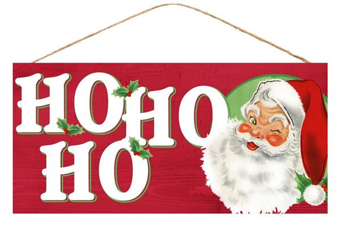 Ho Ho Ho Sign, Christmas Sign With Santa, Santa Sign, Wreath Center ...