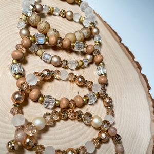 Neutral & Gold Toned Bracelet Stack - 5 Piece - Etsy