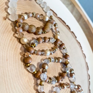 Neutral & Gold Toned Bracelet Stack - 5 Piece - Etsy