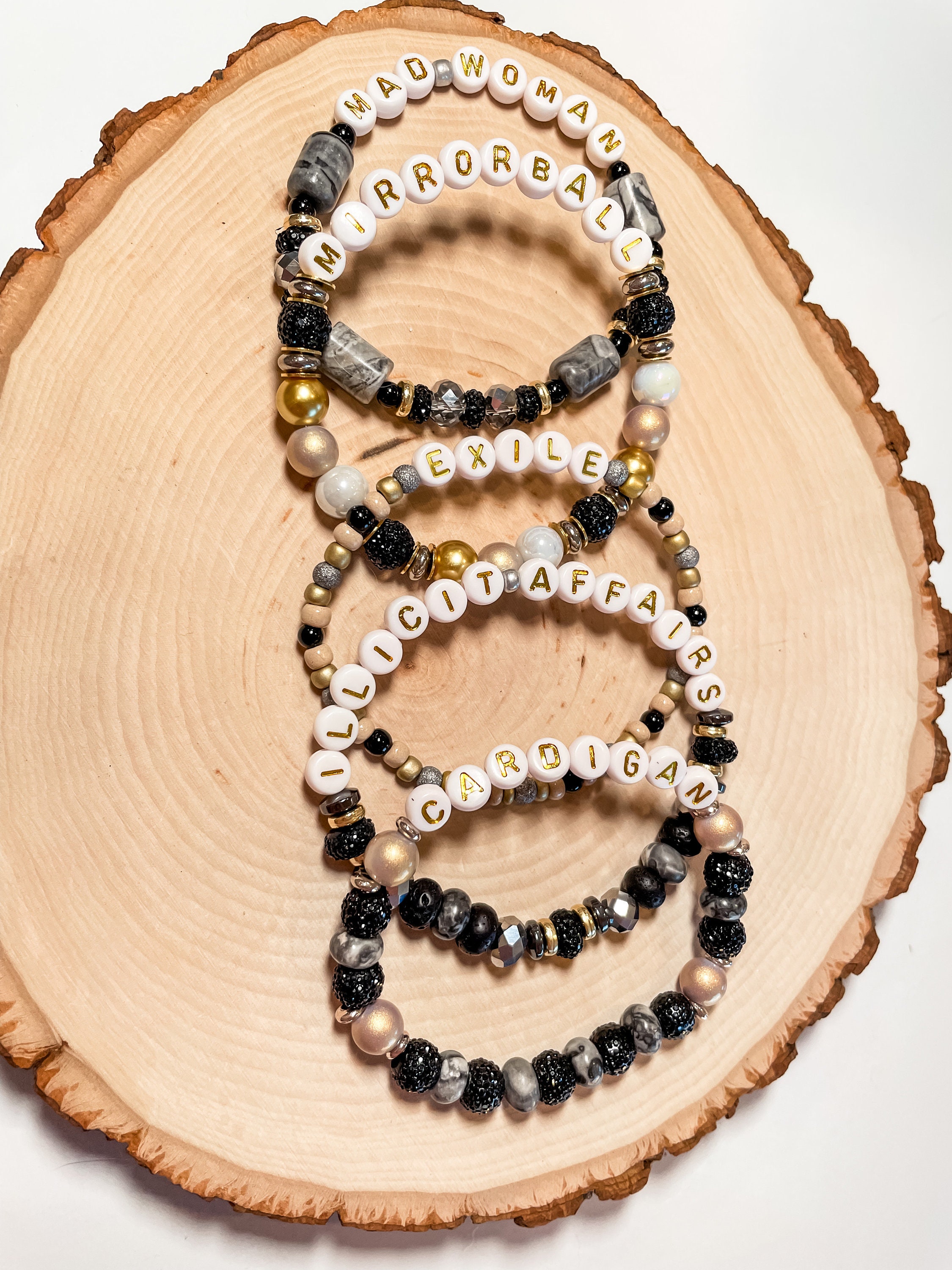 Eras Tour Swiftie Bracelet Stack Folklore Era Mad Woman, Mirrorball, Exile, Illicit Affairs ...