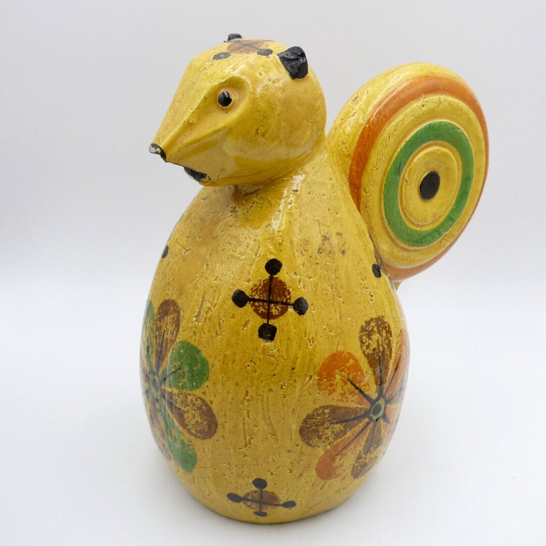Bitossi Rosenthal Netter Italy Squirrel Figurine Yellow Art Pottery 10 ...