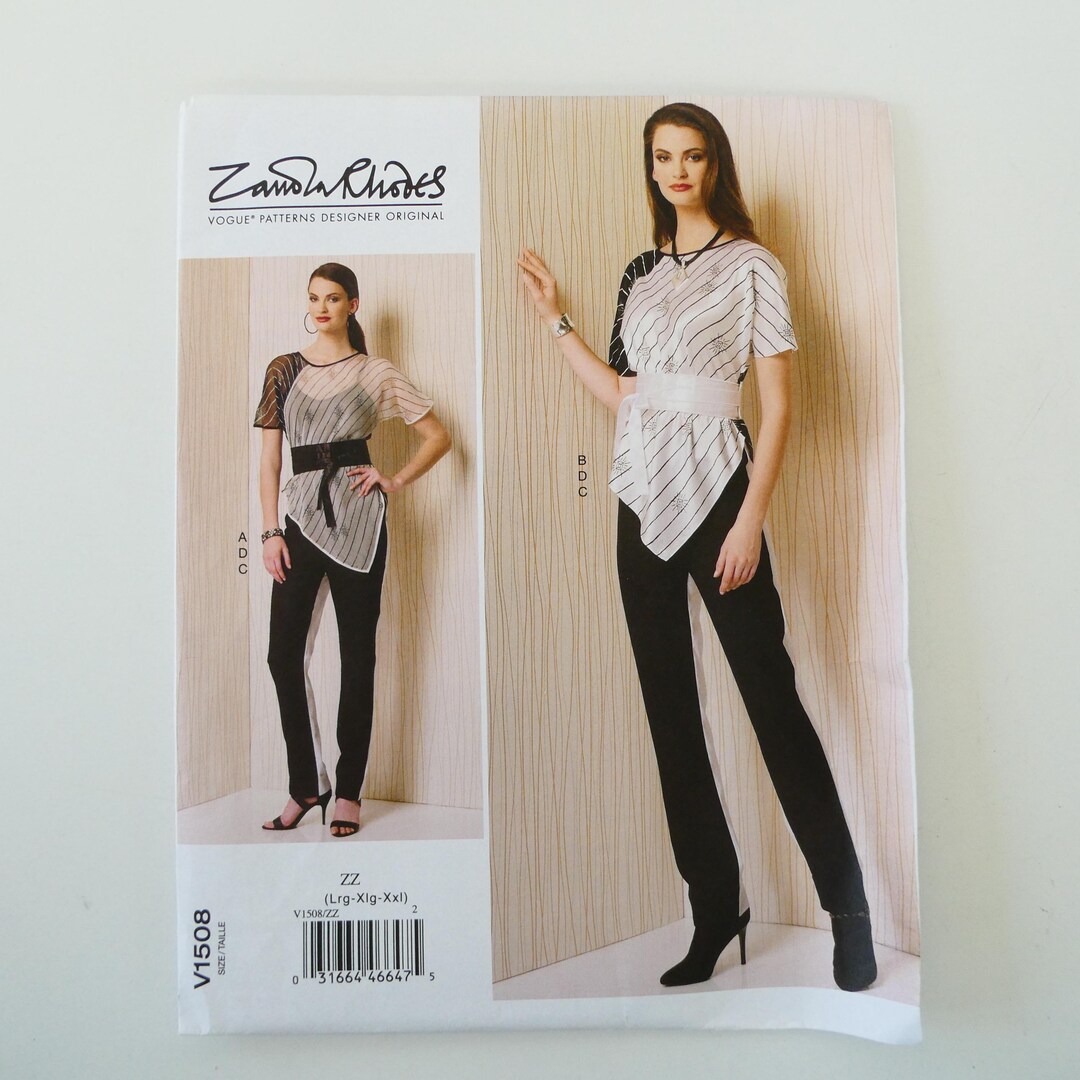 Vogue 1508 Zandra Rhodes Designer Sewing Pattern UNCUT Handkerchief Top ...