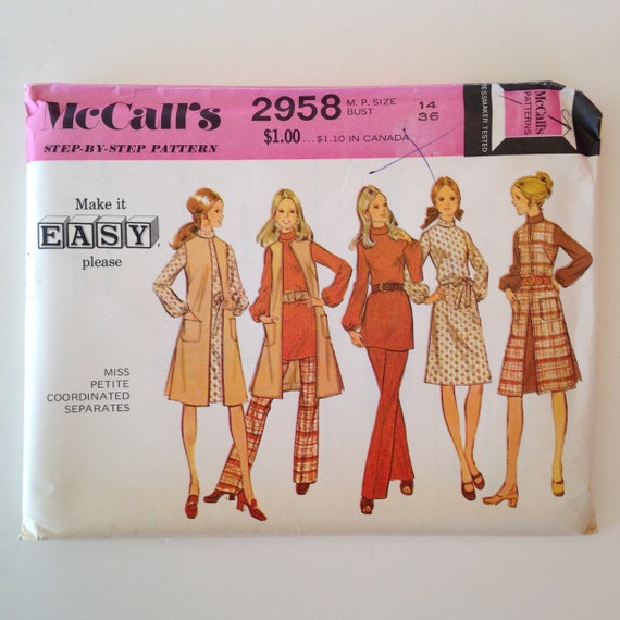 Vintage '70's Mccall's 2958 Sewing Pattern UNCUT - Etsy