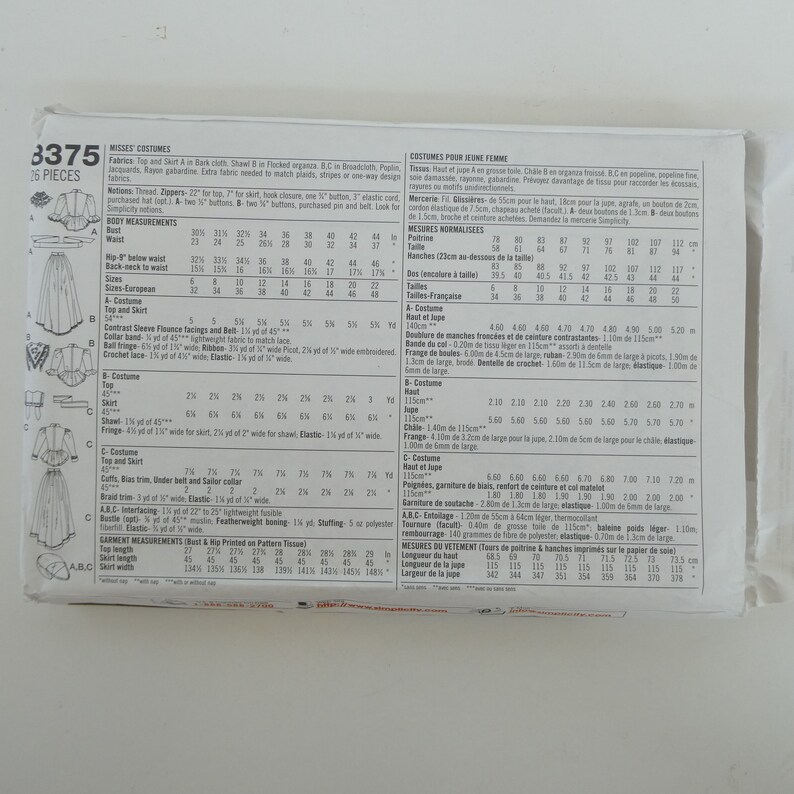 Vintage Simplicity 8375 Sewing Pattern UNCUT Edwardian Titanic Walking Gowns Size 6-8-10 for 30. ...