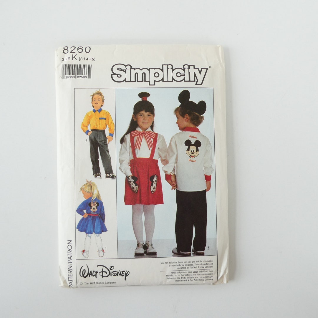 Vintage Simplicity Pattern #8260 UNCUT Mickey Mouse Iron on Transfer ...