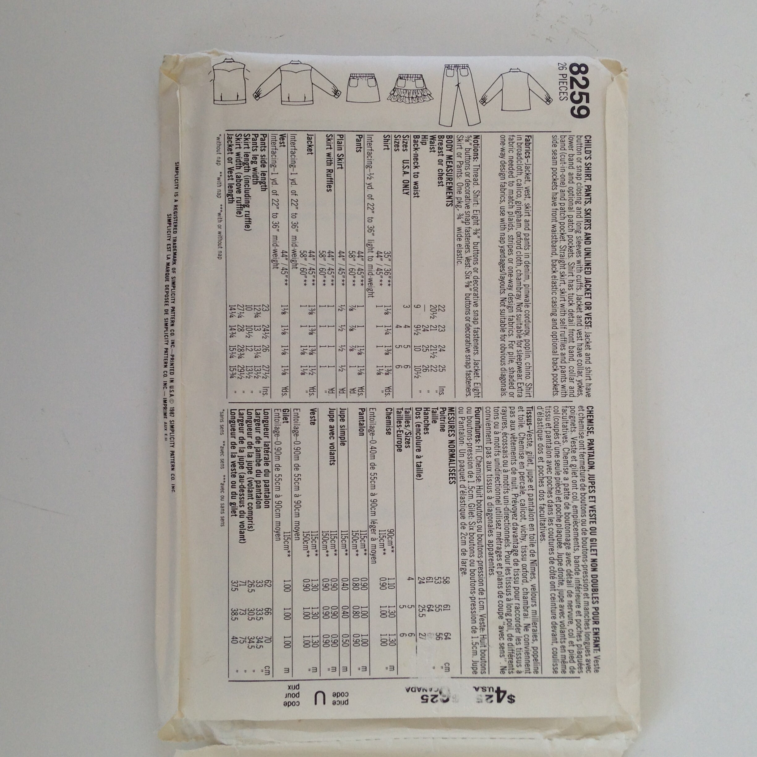 Vintage Simplicity Sewing Pattern #8259 UNCUT Cowboy or Cowgirl Child's ...