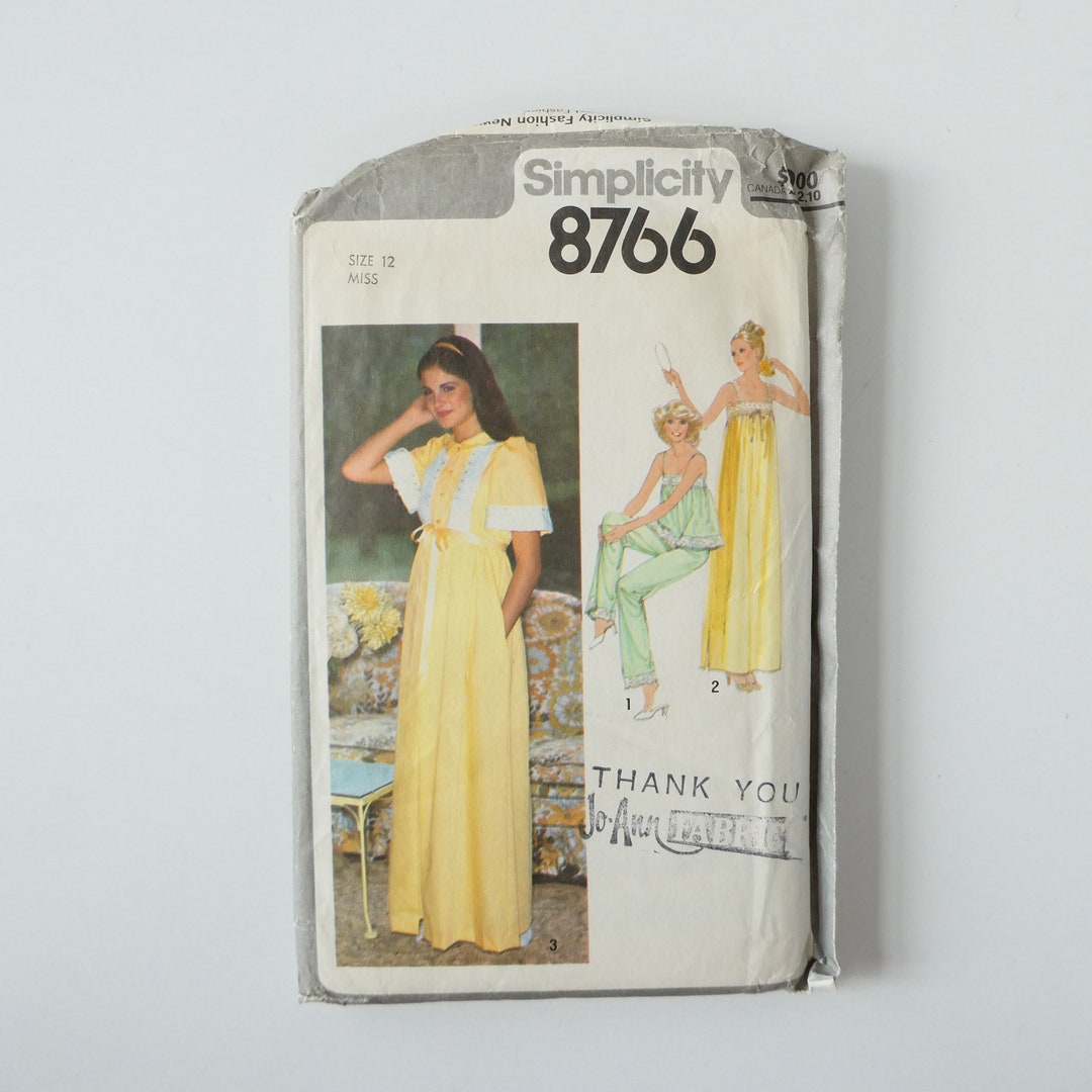 Vintage '70's Simplicity 8766 Sewing Pattern UNCUT Misses Lace Trimmed ...