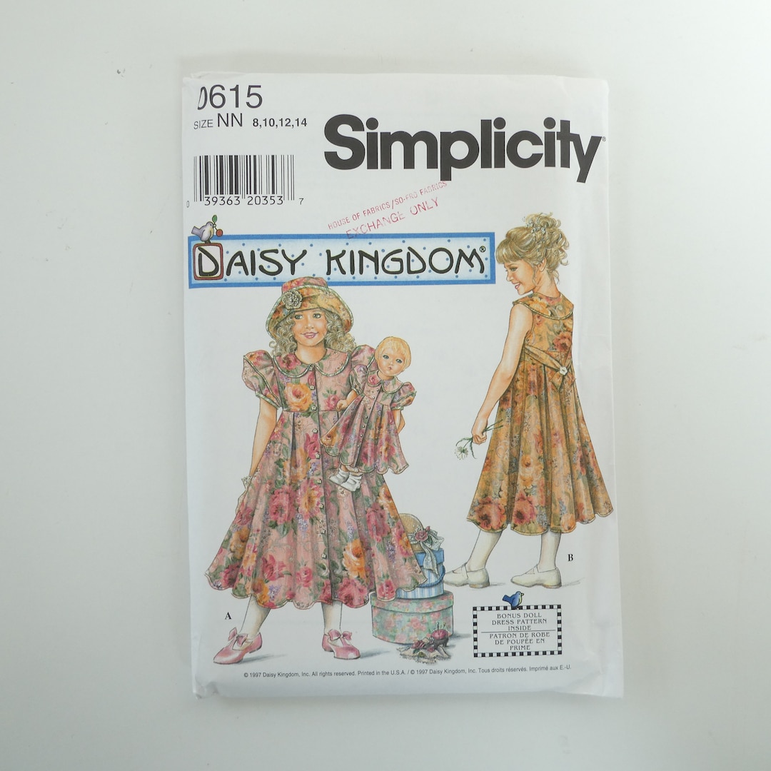 Vintage Daisy Kingdom Simplicity Sewing Pattern 0615 UNCUT Girl's Dress ...