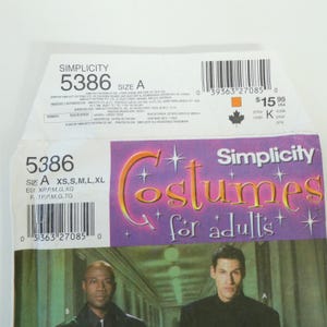 Simplicity 5386 Costume Sewing Pattern UNCUT Men's Teen Boy the Matrix ...