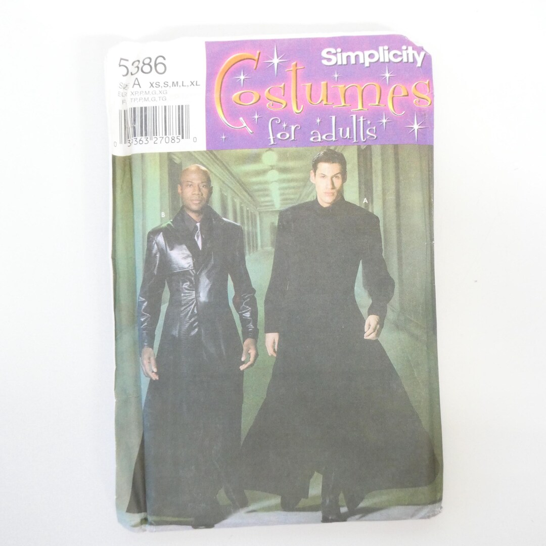 Simplicity 5386 Costume Sewing Pattern UNCUT Men's Teen Boy the Matrix ...