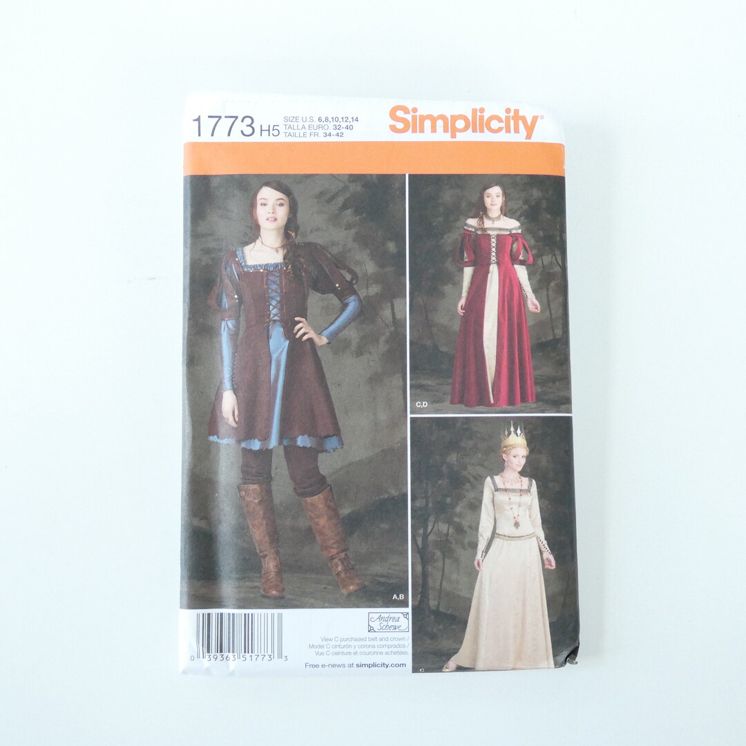 Simplicity 1773 Costume Sewing Pattern UNCUT Medieval Renaissance Robin Hood Misses Size 6 14 ...