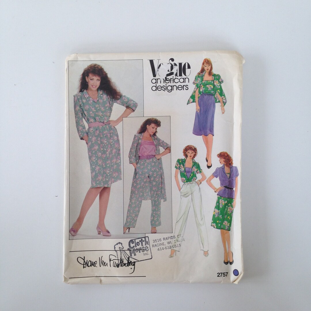 Vintage Vogue 2757 Diane Von Furstenberg Sewing Pattern UNCUT Dress ...