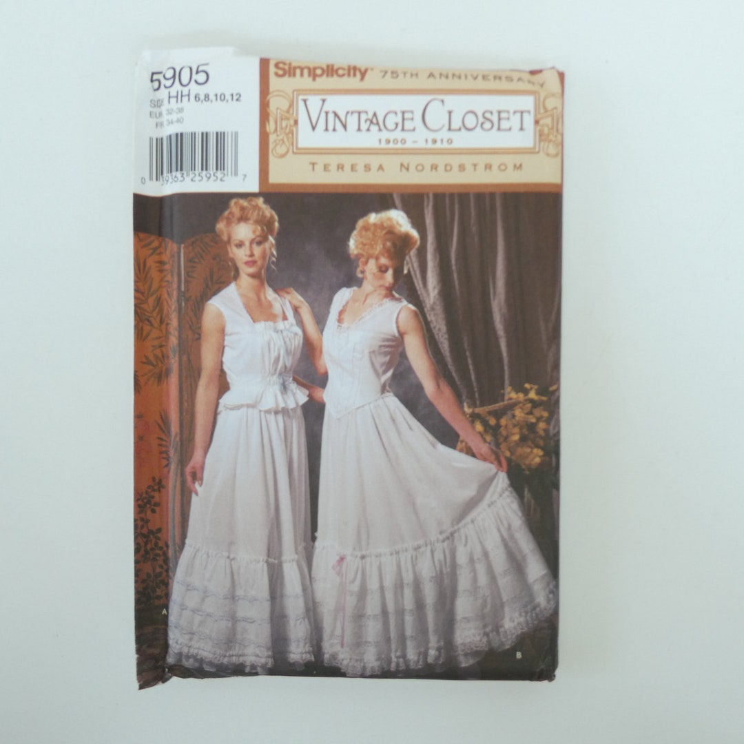 Simplicity 5905 Sewing Pattern UNCUT Vintage Closet 1900-1910 Underwear Size 6-8-10-12 for Bust ...
