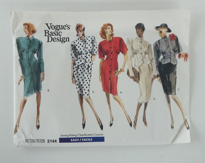 Vintage Vogue 2144 Basic Design Sewing Pattern UNCUT 1980's Dress or ...