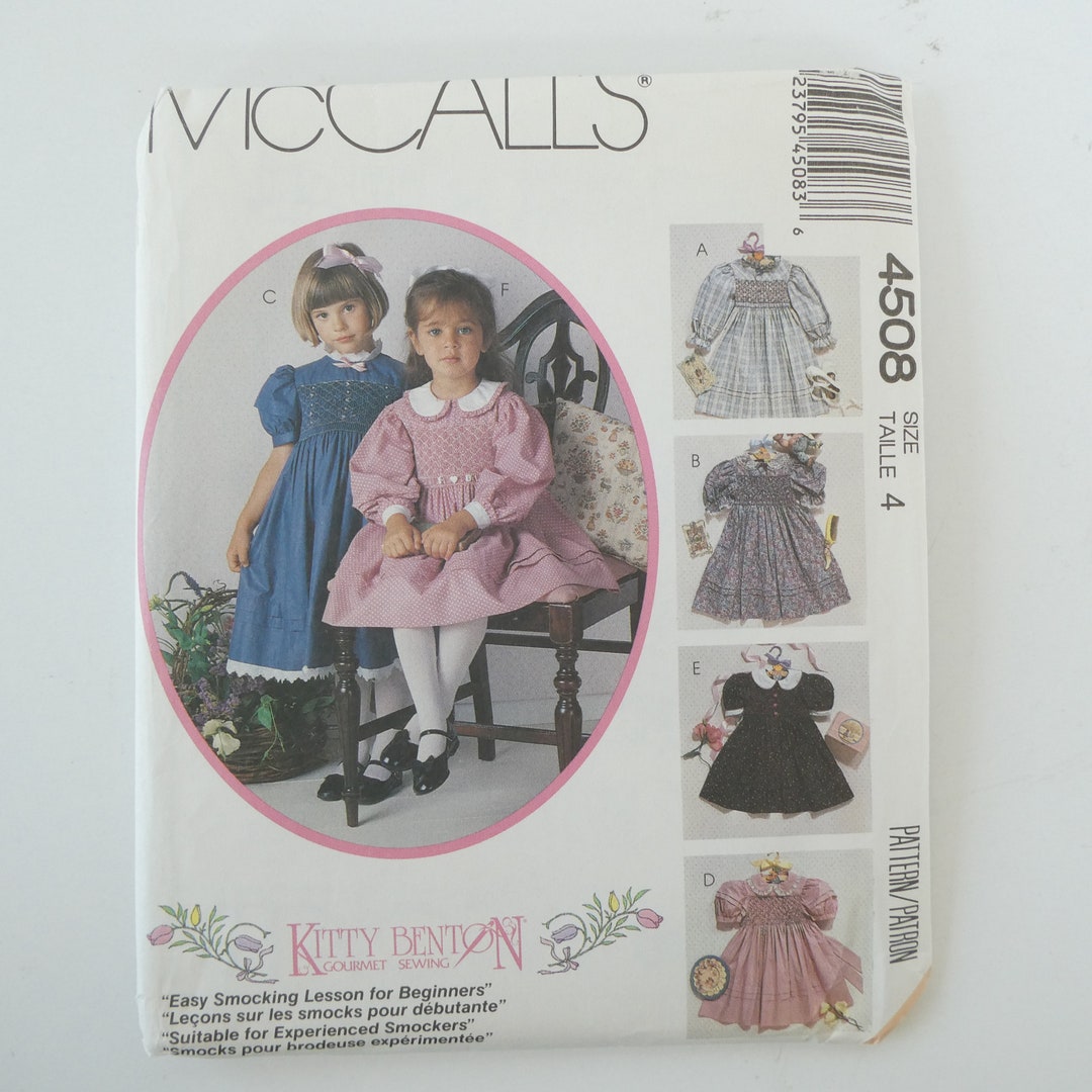 Vintage Mccall's 4508 Sewing Pattern UNCUT Kitty Benton Girl's Smocked ...