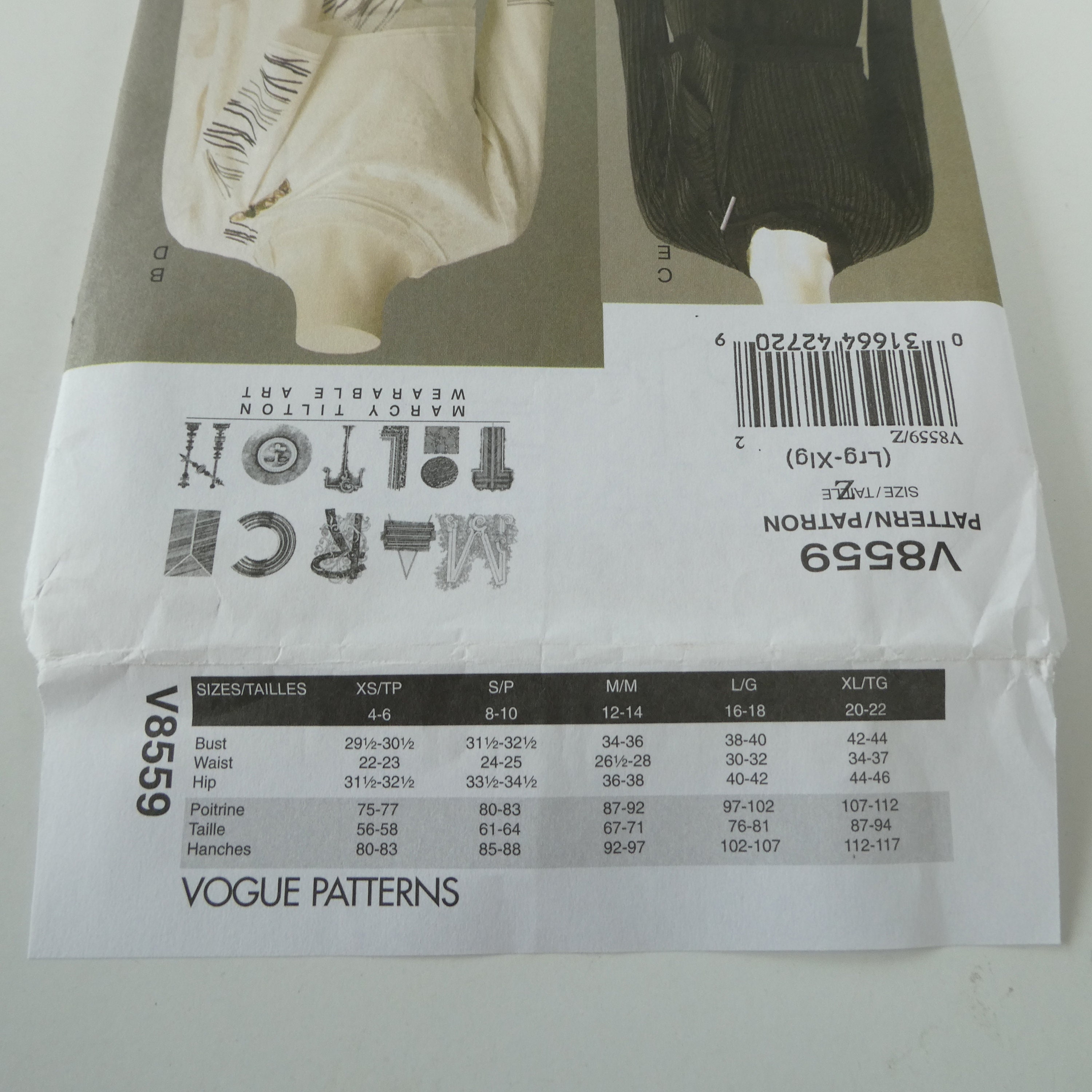 Vogue 8559 Marcy Tilton Sewing Pattern UNCUT Scarf Wrap Top - Etsy