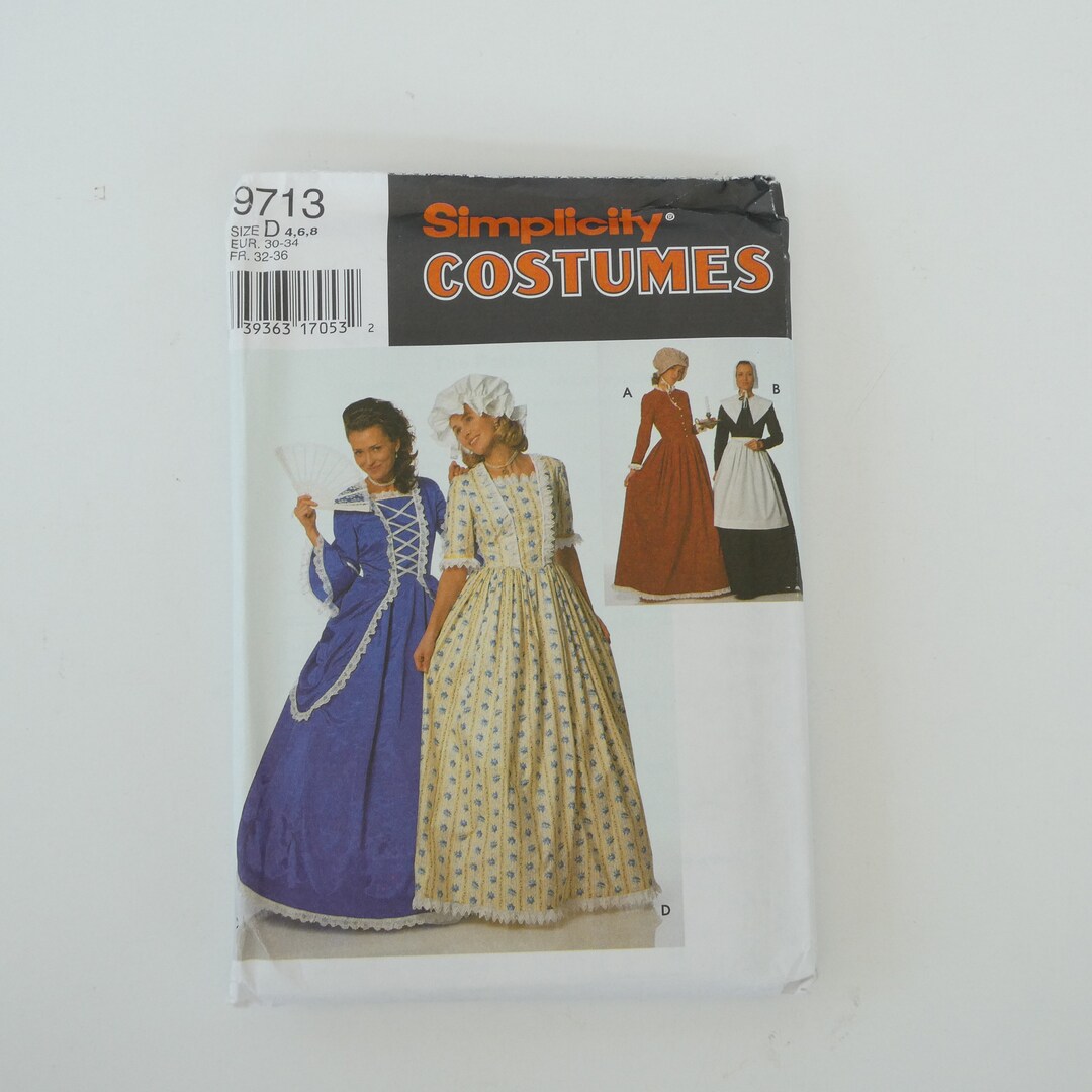 Vintage Simplicity Costume Sewing Pattern 9713 UNCUT Colonial Pilgrim ...