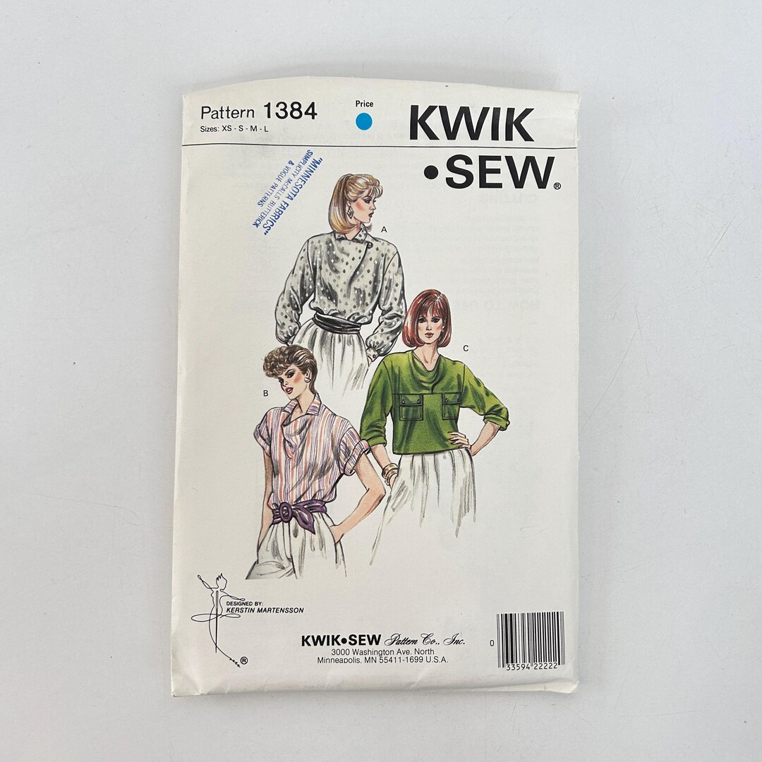 Vintage Kwik Sew 1384 Sewing Pattern UNCUT Ladies' Loose Fit Blouse for ...