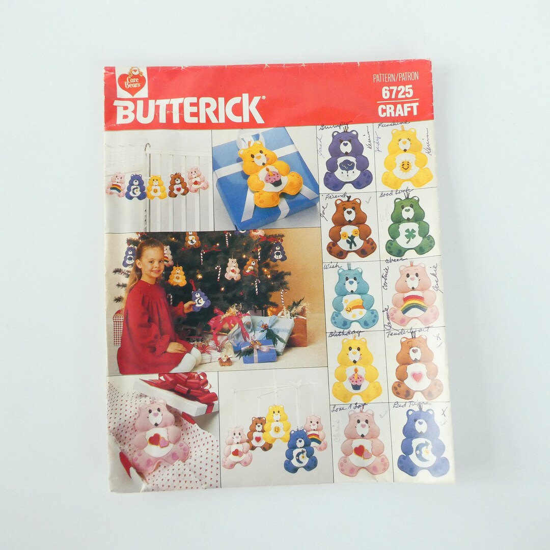 Butterick Craft Sewing Pattern 6725 UNCUT Care Bears Plush Ornament ...
