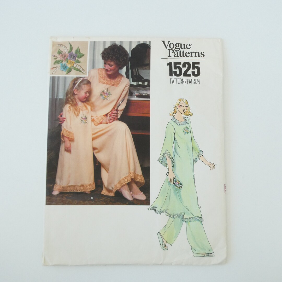 Vintage Vogue 1525 Sewing Pattern UNCUT Nightgown and Pants With ...