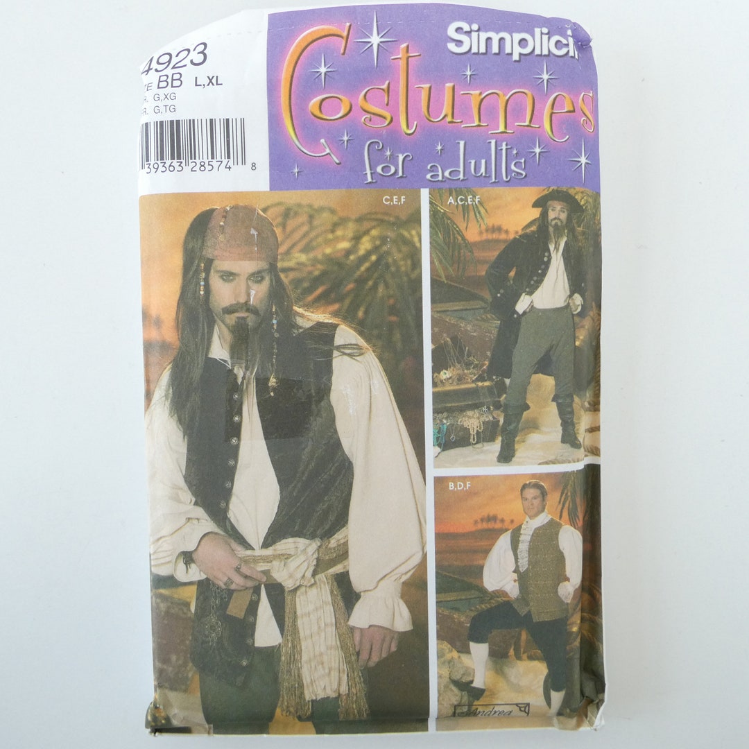 Simplicity 4923 Sewing Pattern UNCUT Pirate Colonial Costume Men's Teen ...