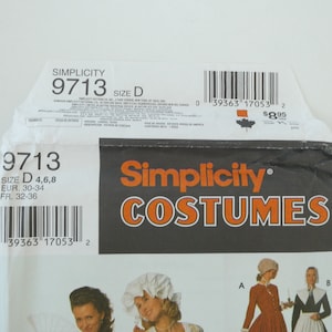 Vintage Simplicity 9713 Costume Sewing Pattern UNCUT Pilgrim Colonial ...