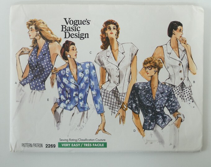 Vintage Vogue 2269 Basic Design Sewing Pattern UNCUT Vest or Blouse ...