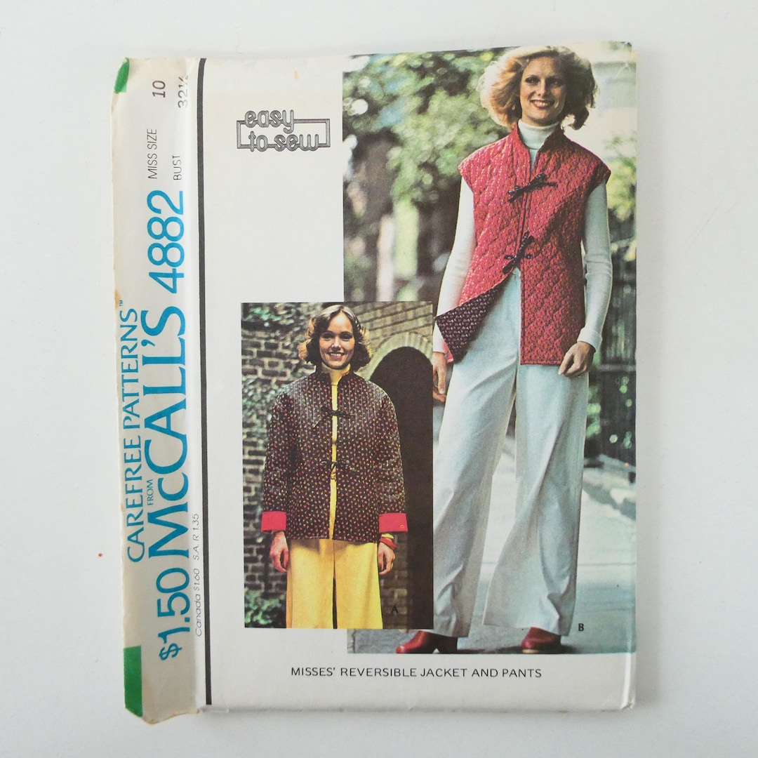 Vintage Mccall's 4882 Sewing Pattern UNCUT Reversible Quilted Jacket or ...