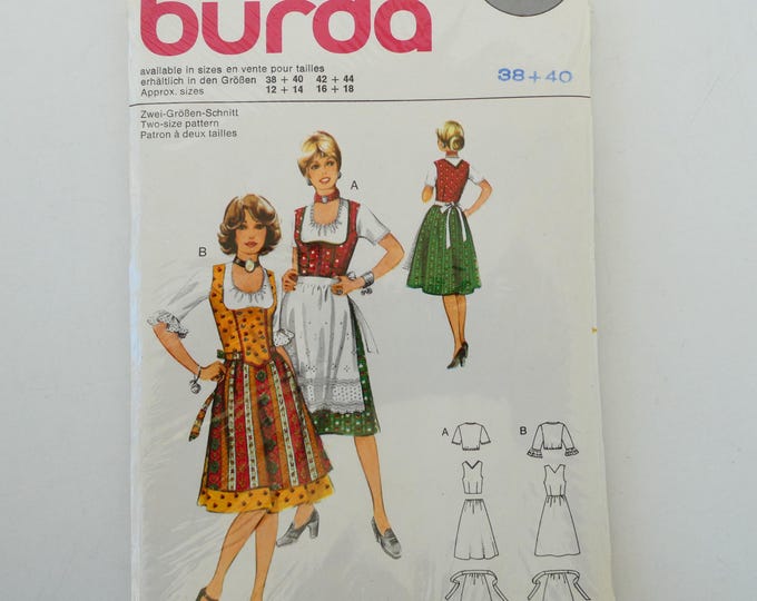 Vintage Burda 2 9041 Sewing Pattern UNCUT German Dirndl Folk Costume ...