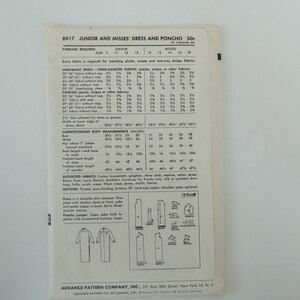 Vintage Advance 8917 Sewing Pattern UNCUT Shirtdress With Apron Poncho ...