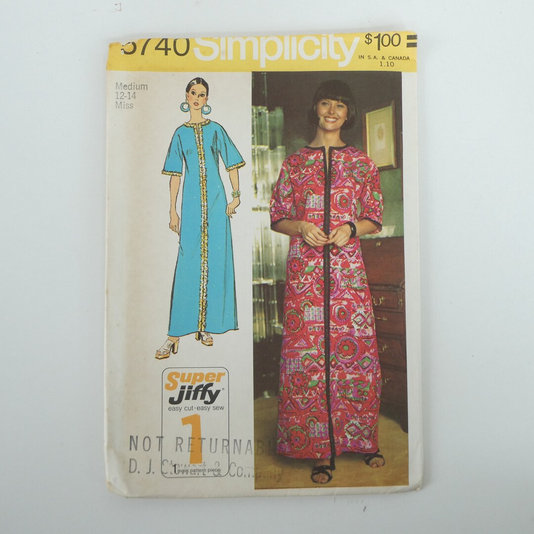 Vintage '70's Simplicity 5740 Sewing Pattern UNCUT Zip Front A-line ...