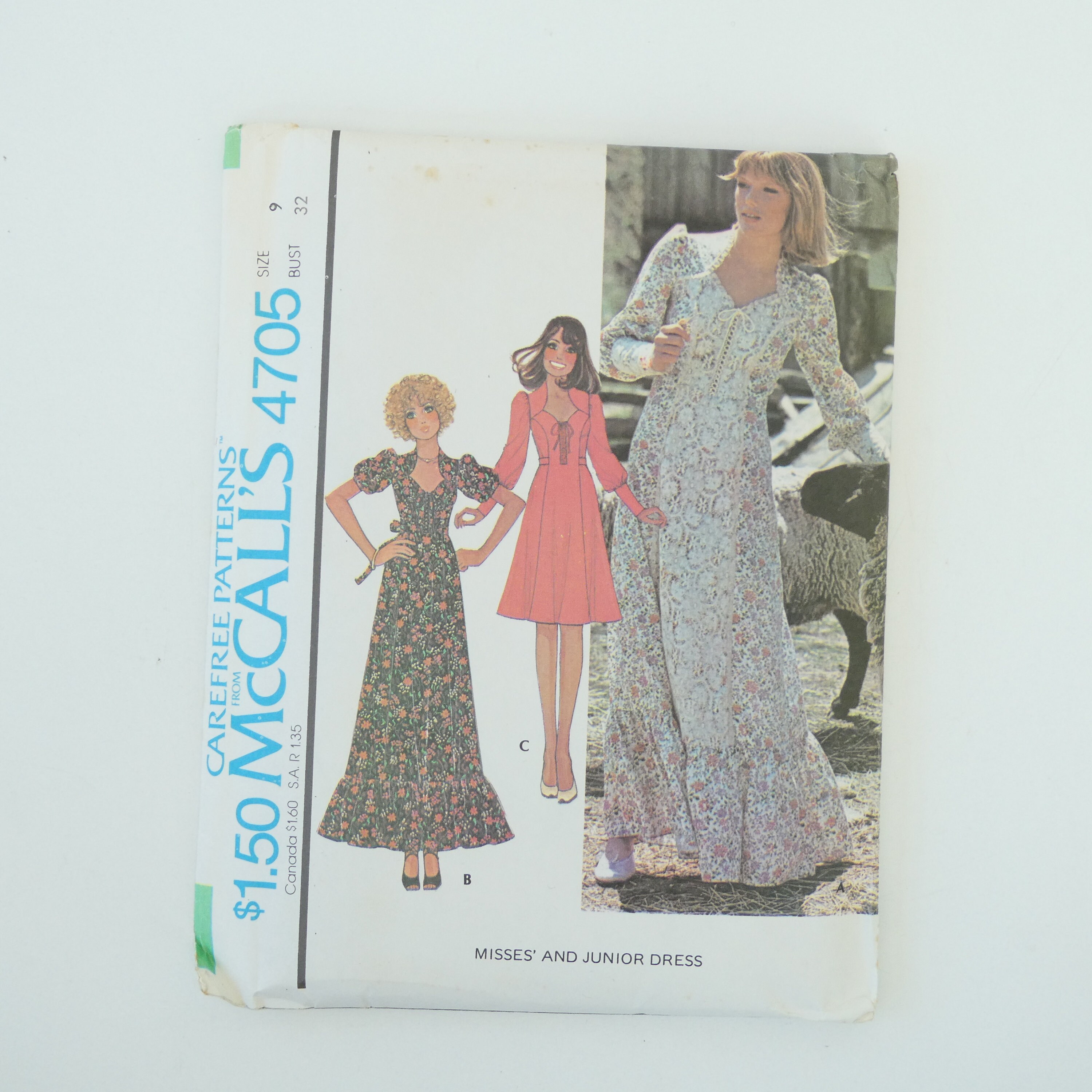 Vintage '70's Mccall's 4705 Sewing Pattern UNCUT Sweetheart Neck Dress ...