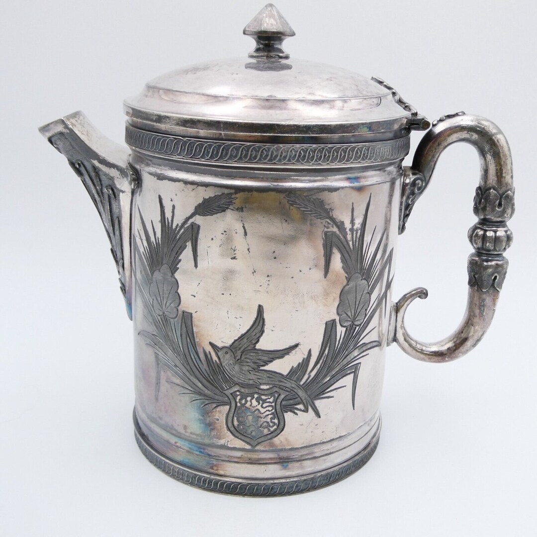 Antique Adams Hallock & Co Silver Plated Coffee Pot Pitcher 1871 Patent ...