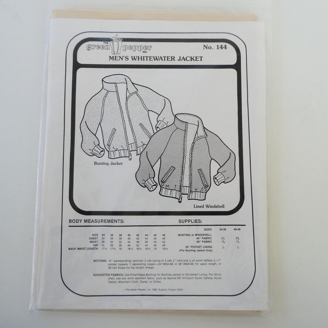 Vintage the Green Pepper Sewing Pattern 144 UNCUT Men's Whitewater ...