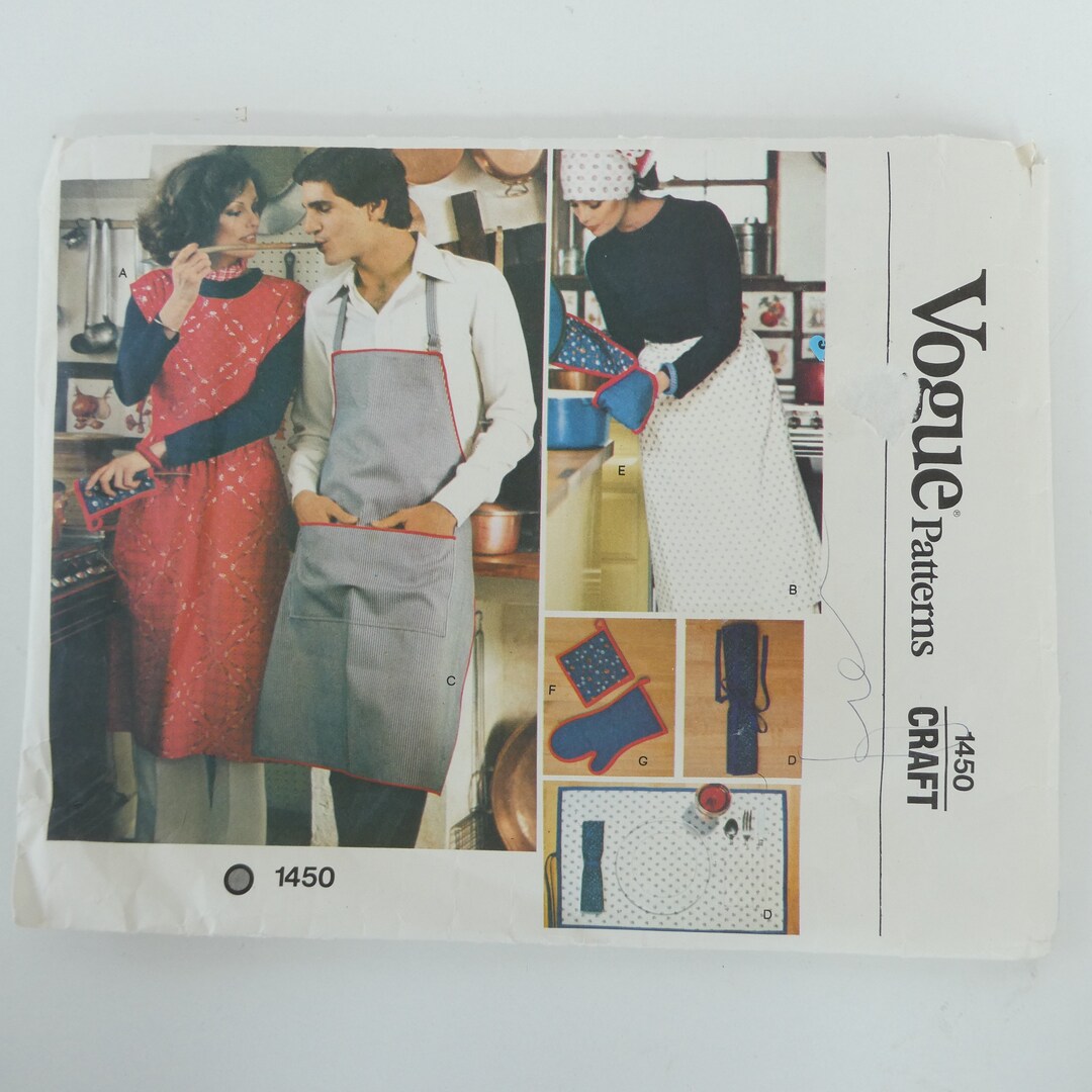 Vintage Vogue 1450 Sewing Pattern UNCUT Apron Dress, Chef's Apron, Lap ...