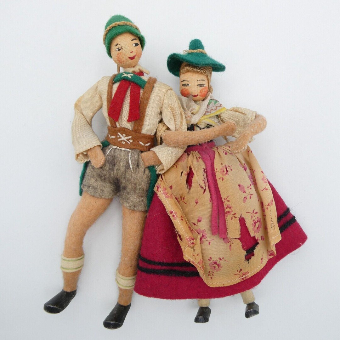 Baps German Dolls Cloth Felt Metal Feet Man Woman 6 Inch Pair Edith Van ...